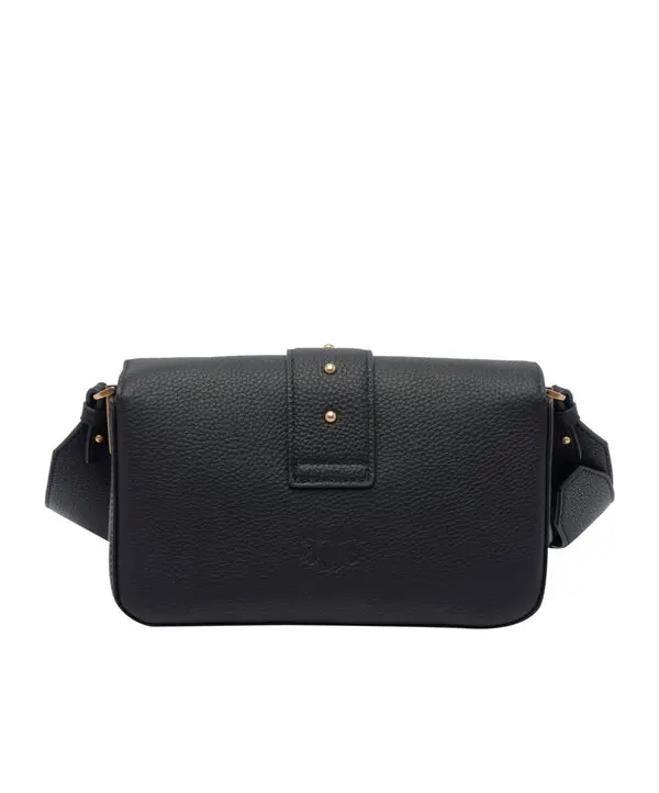 Pinko Love Birds Foldover Top Satchel Bag - Black