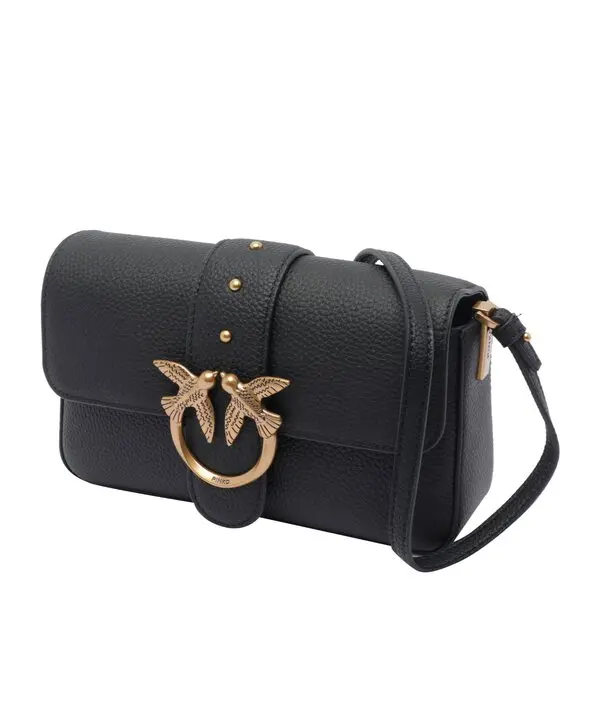 Pinko Love Birds Foldover Top Satchel Bag - Black
