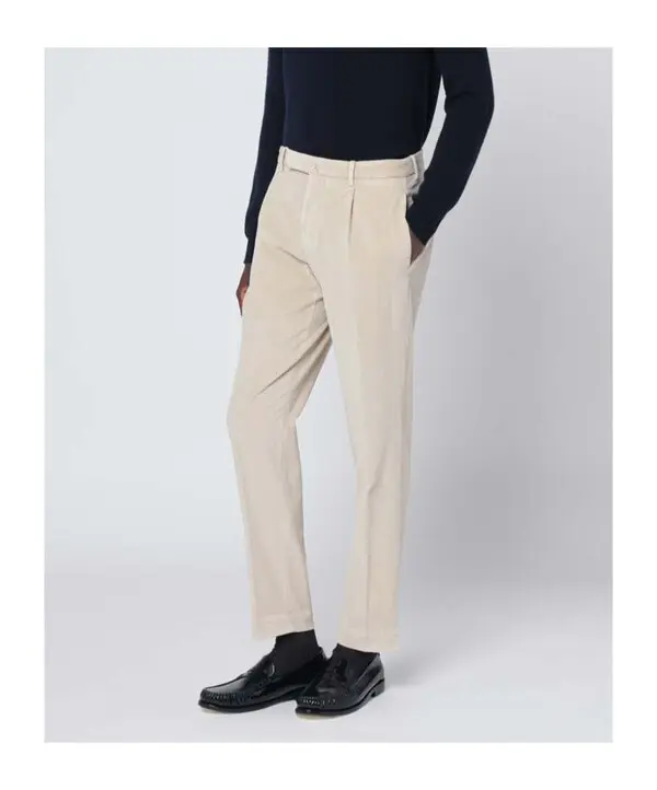 SANTANIELLO Pleated Casual Pants With Belt Loops - Nude