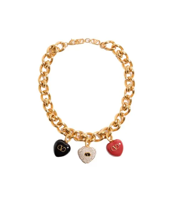 Valentino Garavani Coeur Royal Necklace In Metal, Enamel And Swarovski Crystals - Multicolor