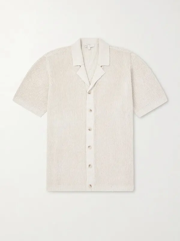 Onia Camp-collar Linen, Silk And Cotton-blend Shirt - Neutrals