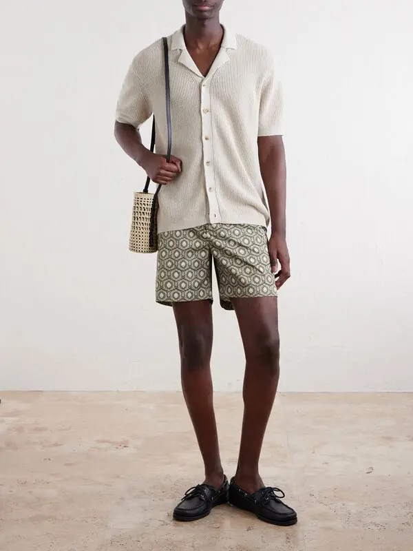 Onia Camp-collar Linen, Silk And Cotton-blend Shirt - Neutrals
