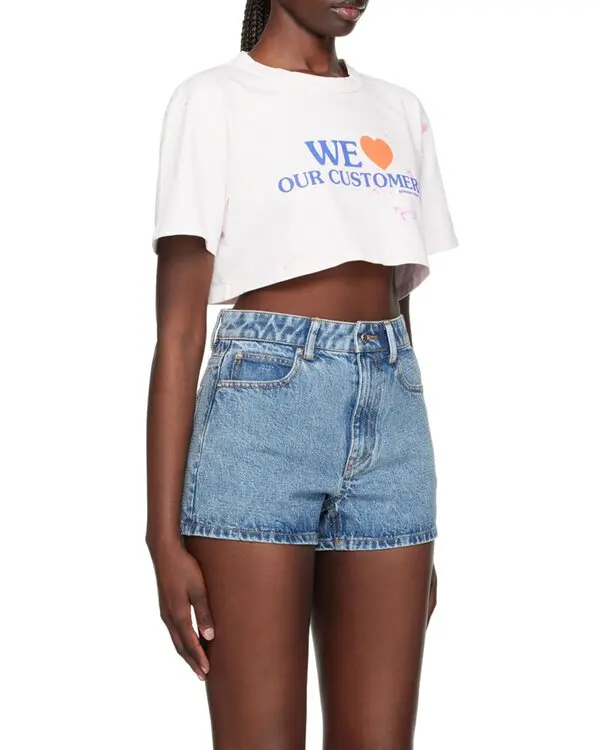 Alexander Wang Cropped T-shirt With "we Love Our Customers" Print