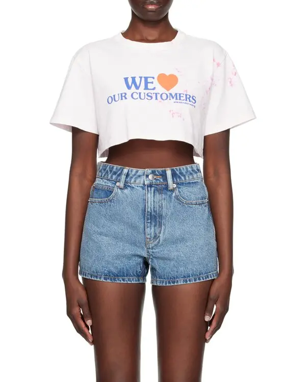 Alexander Wang Cropped T-shirt With "we Love Our Customers" Print