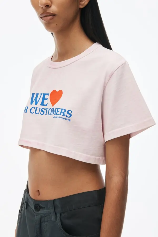 Alexander Wang Cropped T-shirt With "we Love Our Customers" Print