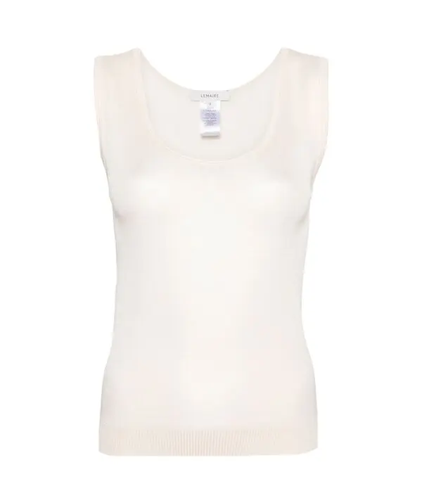 LEMAIRE Semi-sheer Ribbed Knit Tank Top - Light Beige
