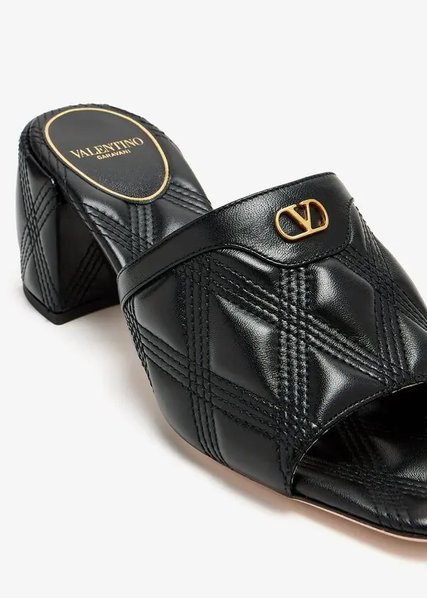 Valentino Garavani Vlogo Signature Quilted Block Heel Mules