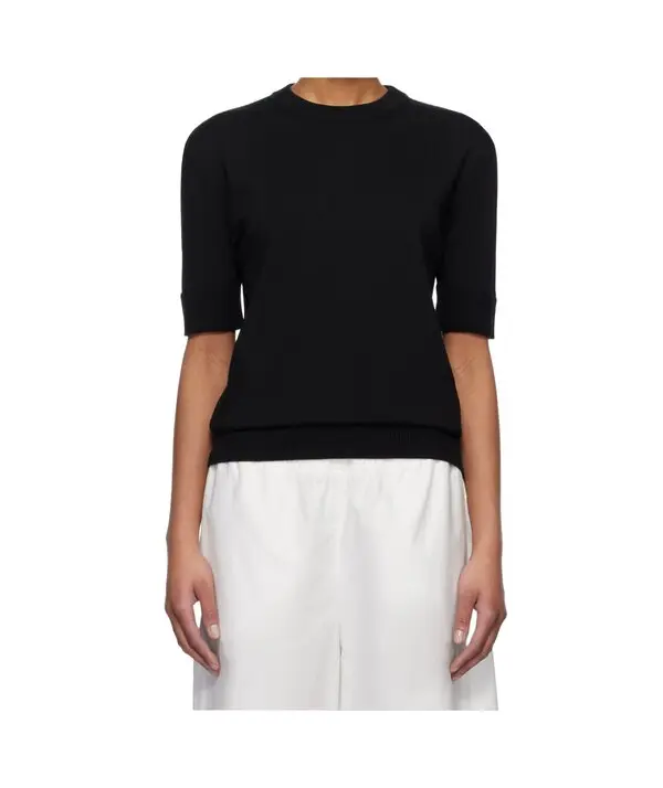 JIL SANDER Crewneck T-shirt With Ribbed Details - Black