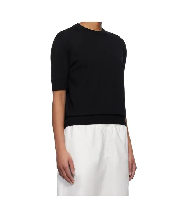 JIL SANDER Crewneck T-shirt With Ribbed Details - Black
