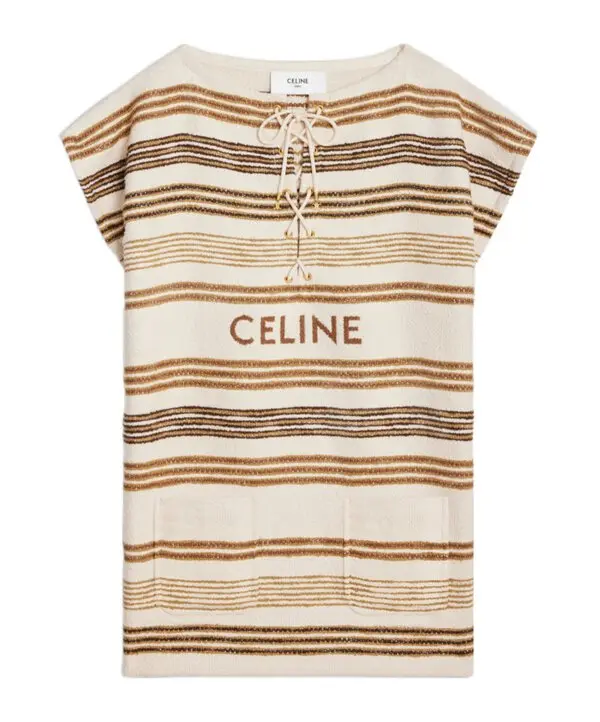 Celine Striped Cotton Tweed Baja Mini Dress - No