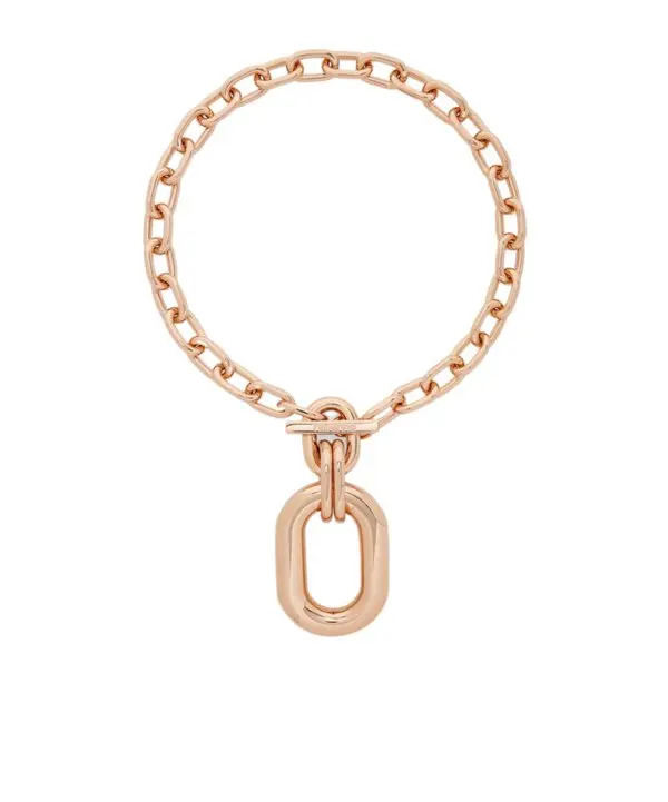 Rabanne Link Logo Engraved Necklace - Rose Gold