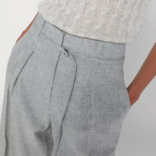 Brunello Cucinelli Pleated Belted Trousers - Gray