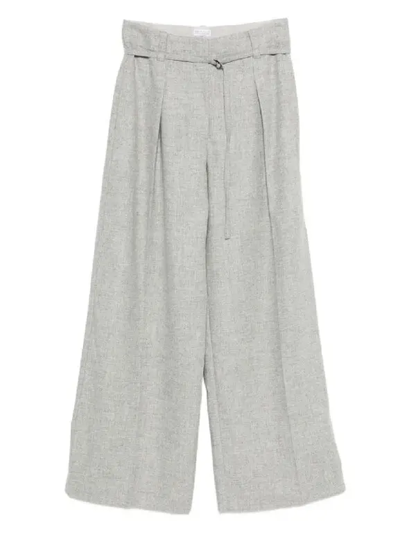 Brunello Cucinelli Pleated Belted Trousers - Gray