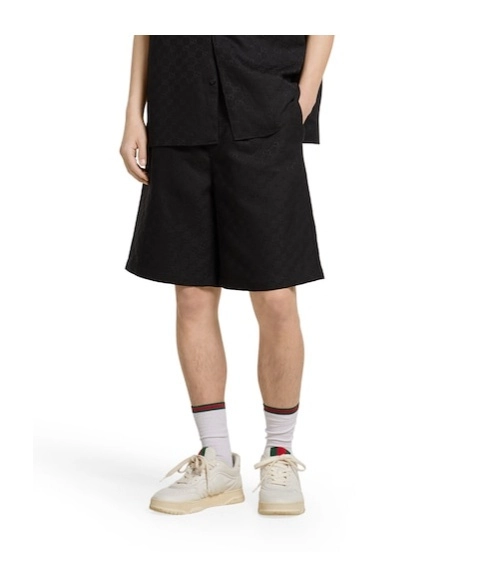 Gucci Gg Canvas Linen Blend Shorts - Black