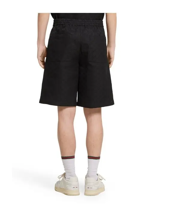 Gucci Gg Canvas Linen Blend Shorts - Black
