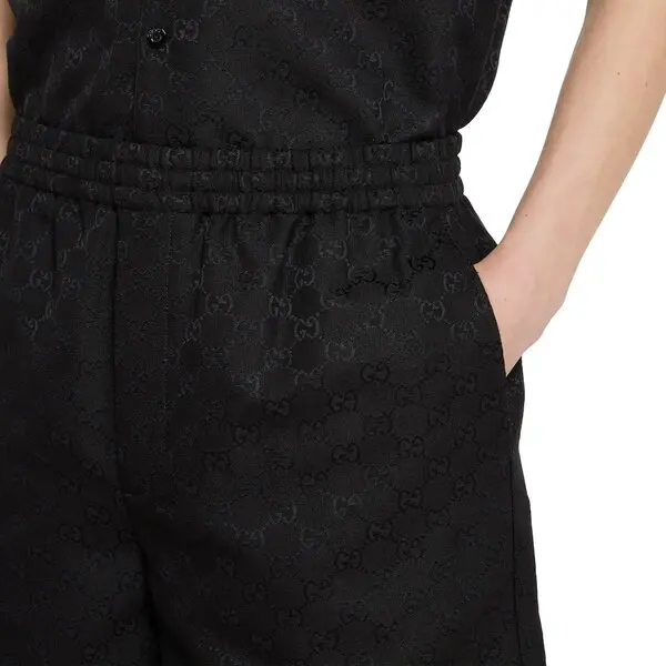 Gucci Gg Canvas Linen Blend Shorts - Black
