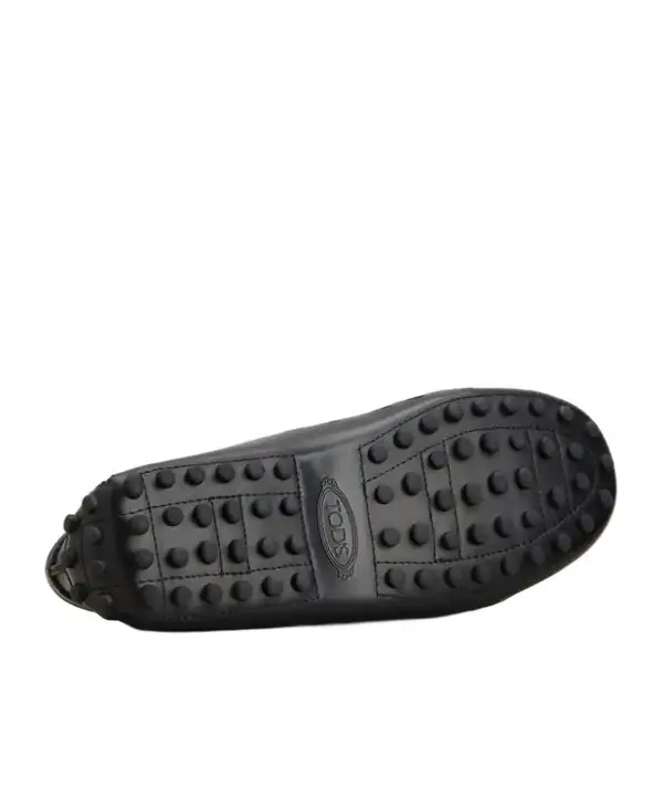 TOD'S Logo Engraved Perforated Loafers - Black