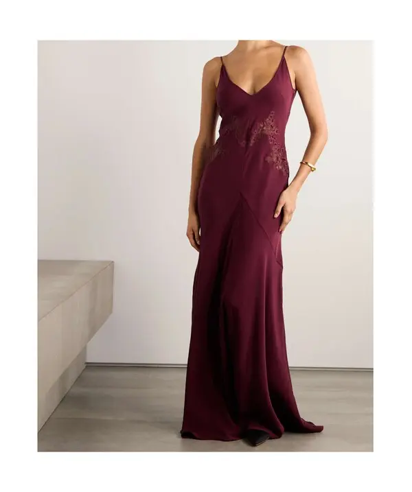Gabriela Hearst Lace Insert Suspender Maxi Dress