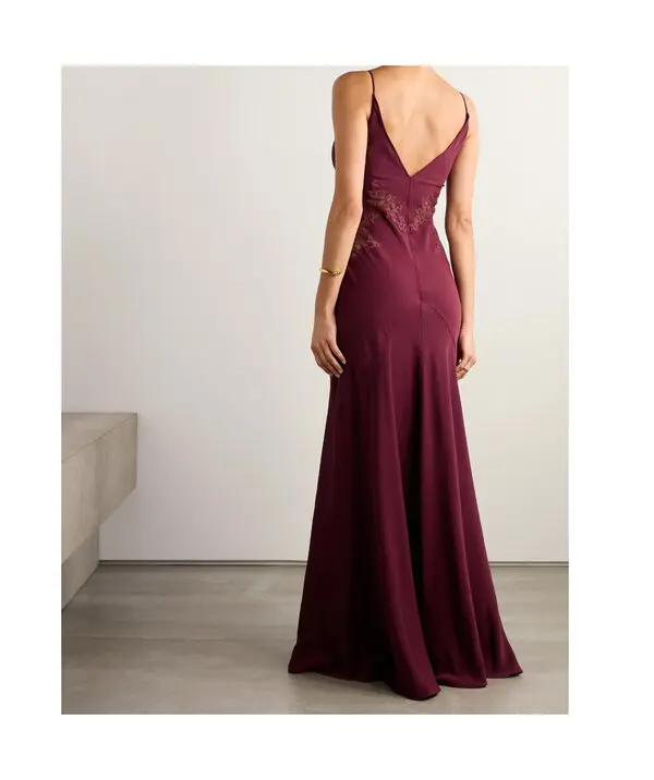 Gabriela Hearst Lace Insert Suspender Maxi Dress