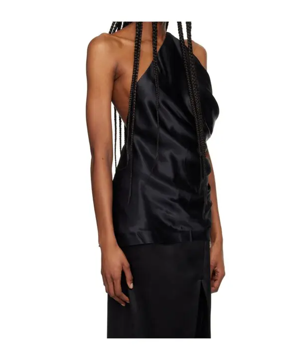 Tove One-shoulder Vest With Draping - Black