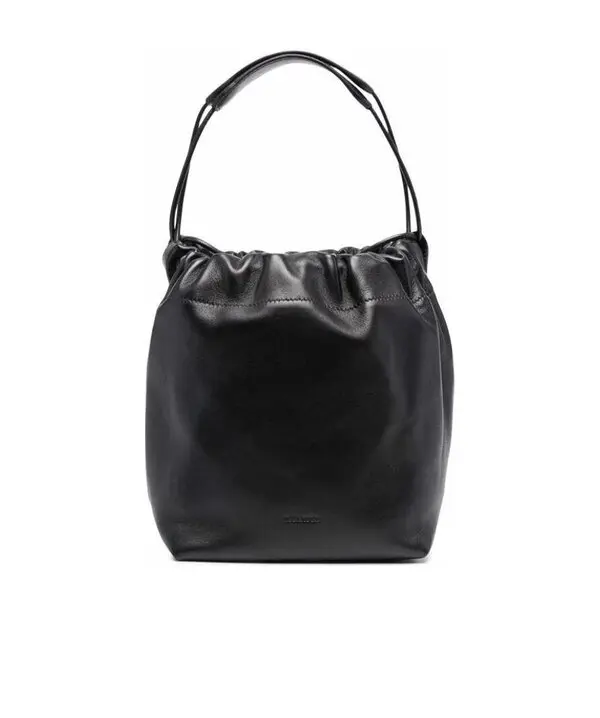 JIL SANDER Embossed-logo Leather Shoulder Bag - Black