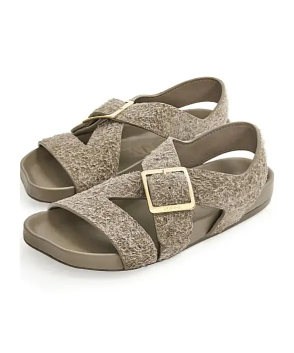 Loewe Ease Buckle Sandal In Brushed Suede - Multicolor