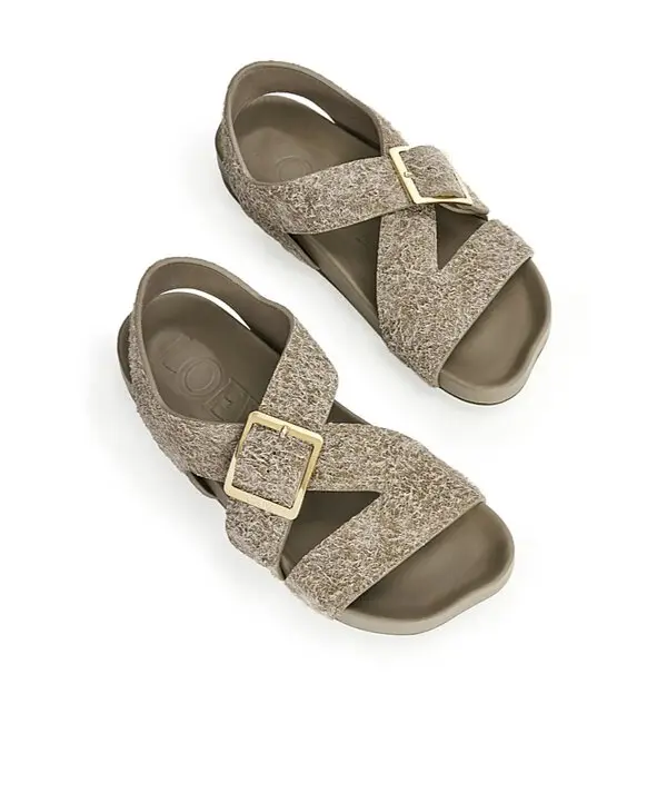 Loewe Ease Buckle Sandal In Brushed Suede - Multicolor
