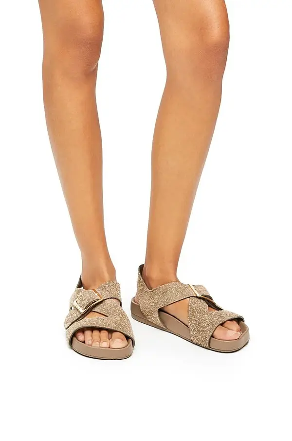 Loewe Ease Buckle Sandal In Brushed Suede - Multicolor