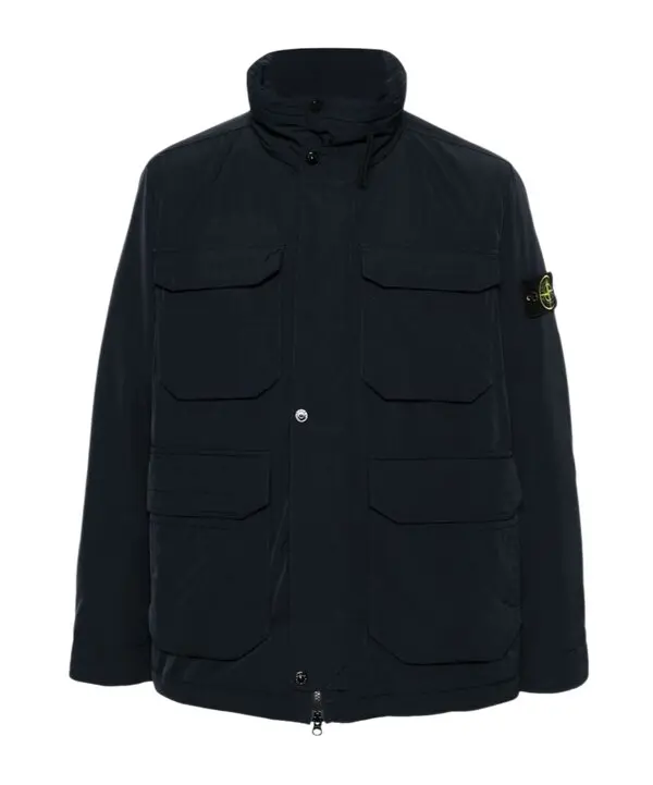 Stone Island Compass Badge Funnel Neck Puffer Jacket - Blue