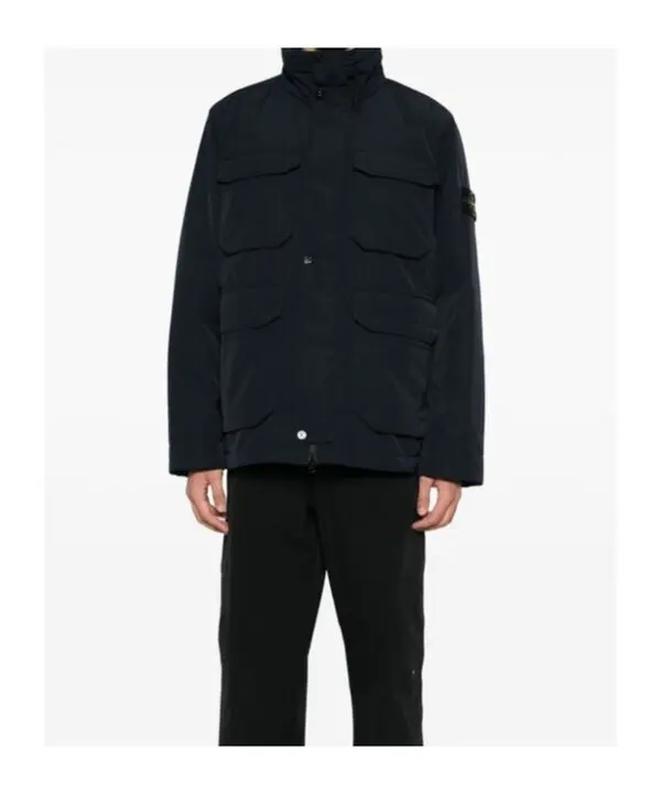 Stone Island Compass Badge Funnel Neck Puffer Jacket - Blue