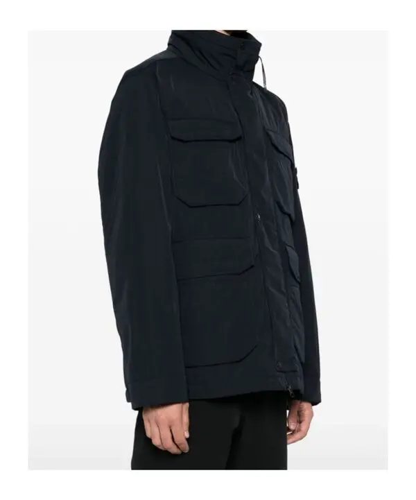 Stone Island Compass Badge Funnel Neck Puffer Jacket - Blue
