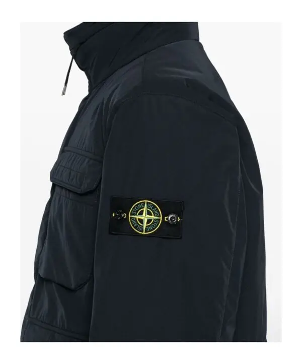 Stone Island Compass Badge Funnel Neck Puffer Jacket - Blue