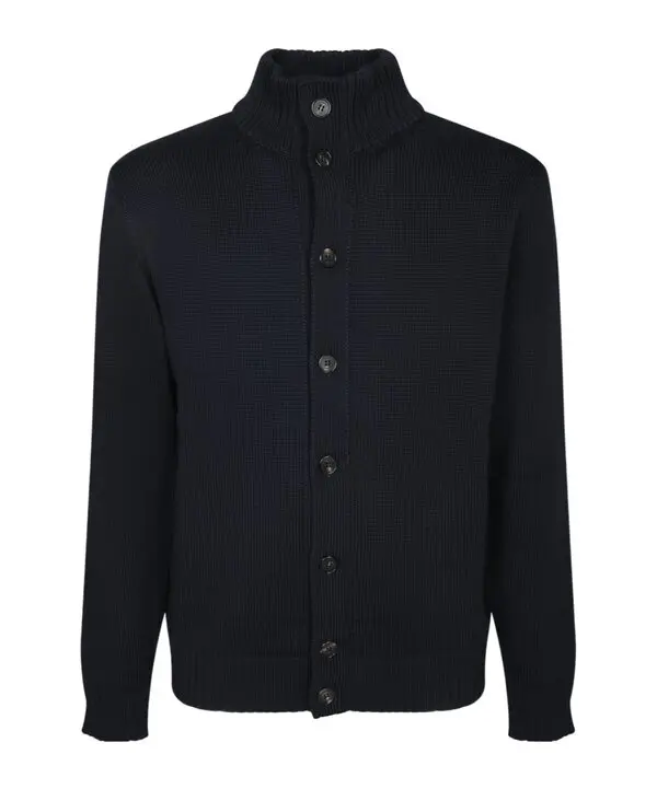 ZANONE High Neck Button-up Cardigan - Blue