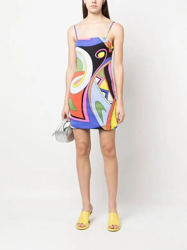 Moschino Graphic-print Mini Dress With Side Slit