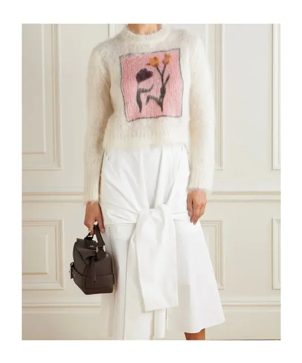 Marni Floral Intarsia Knit Round Neck Sweater