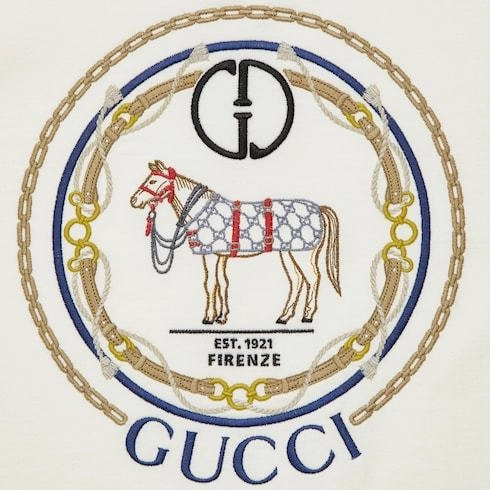 Gucci Cotton Jersey T-shirt With Interlocking G And Horse Motif