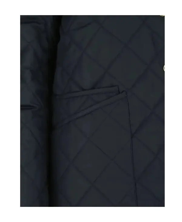 Burberry Quilted Buttoned Jacket With Corduroy Collar - Blue
