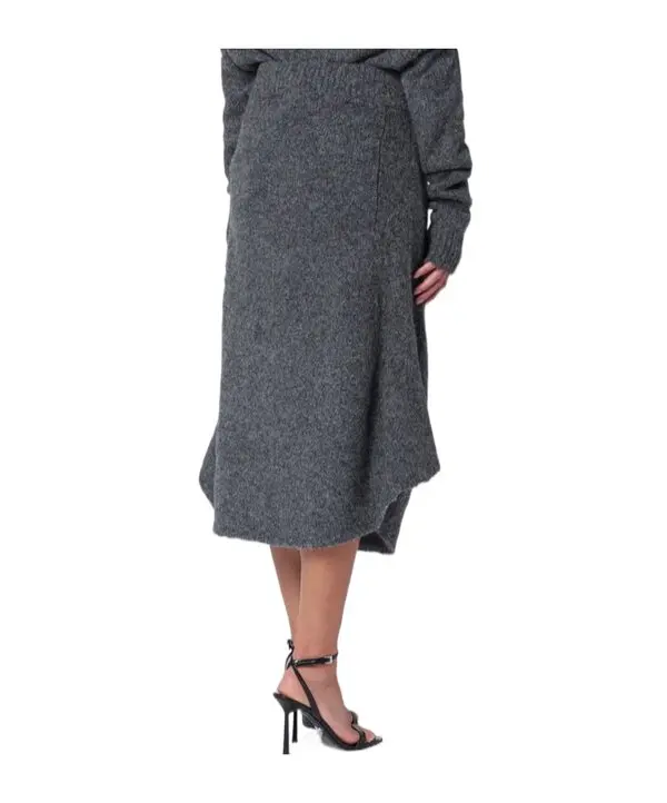 ENTIRE STUDIOS Smoke Grey Wool-blend Midi Skirt - Black