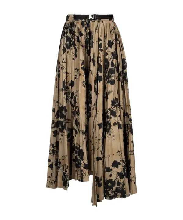 Dior Pleated Floral Print Maxi Skirt - No