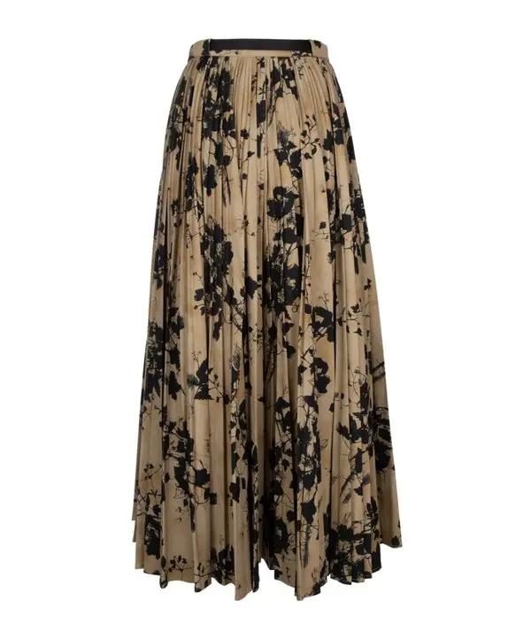 Dior Pleated Floral Print Maxi Skirt