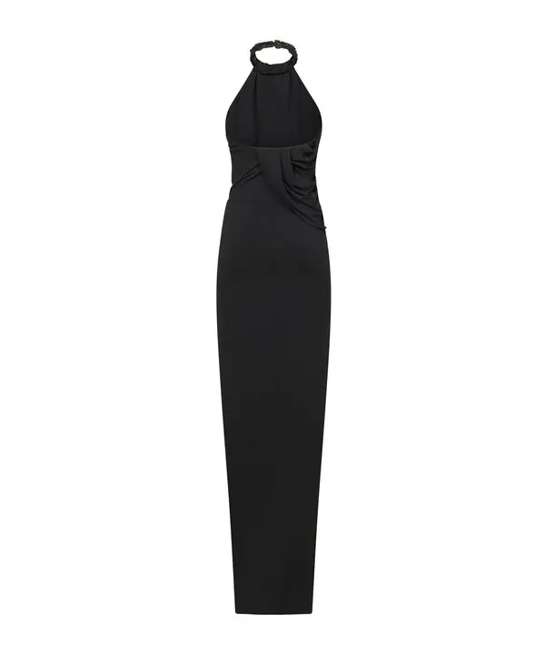 Amen Sleeveless Halter Neck Asymmetrical Maxi Dress
