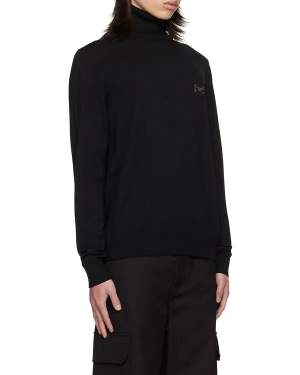 Dolce & Gabbana Turtleneck Sweater With Metal Logo Plaque