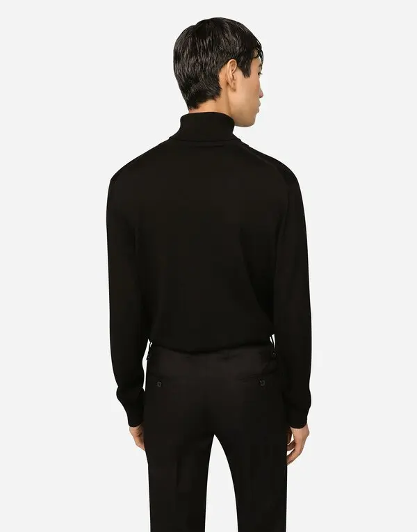 Dolce & Gabbana Turtleneck Sweater With Metal Logo Plaque