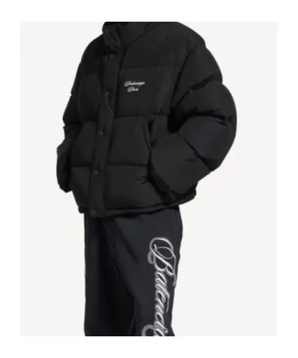 Balenciaga Button-up Puffer Jacket With Embroidered Chest Detail
