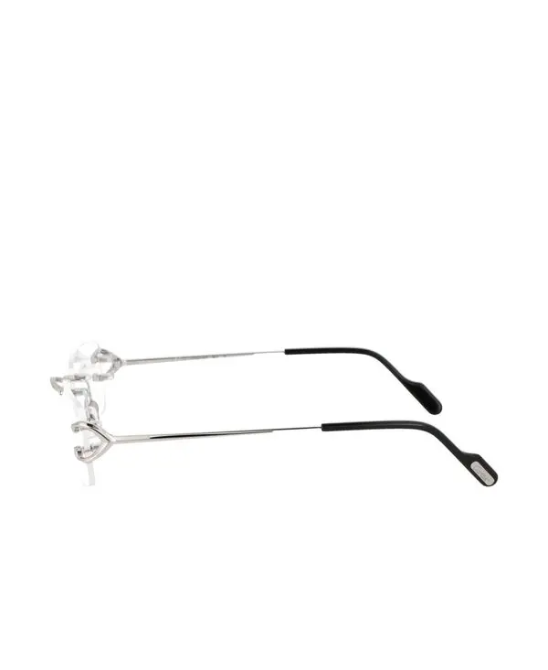 Cartier Silver Rimless Rectangular Eyeglasses - White