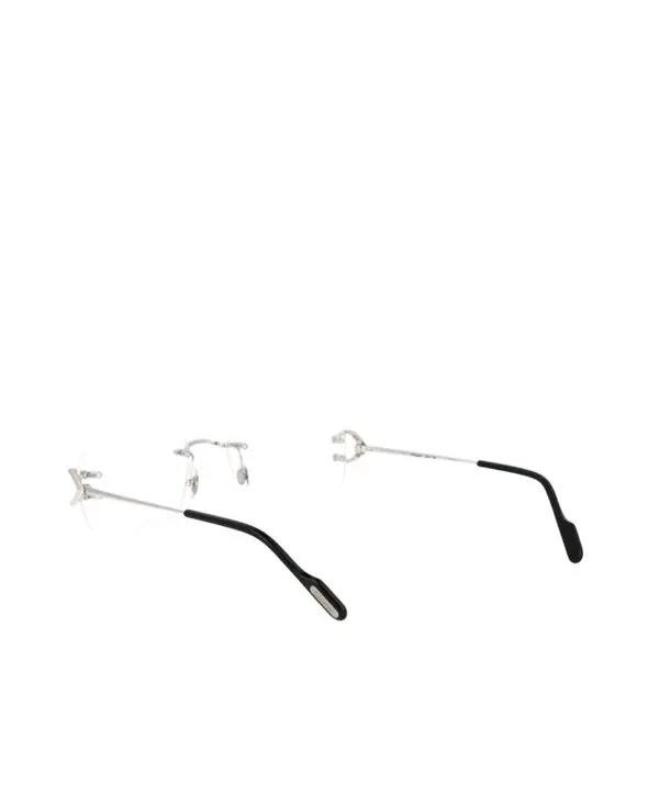 Cartier Silver Rimless Rectangular Eyeglasses - White