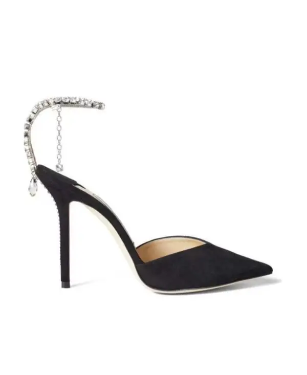 JIMMY CHOO Crystal Embellished Stiletto High Heels - Black