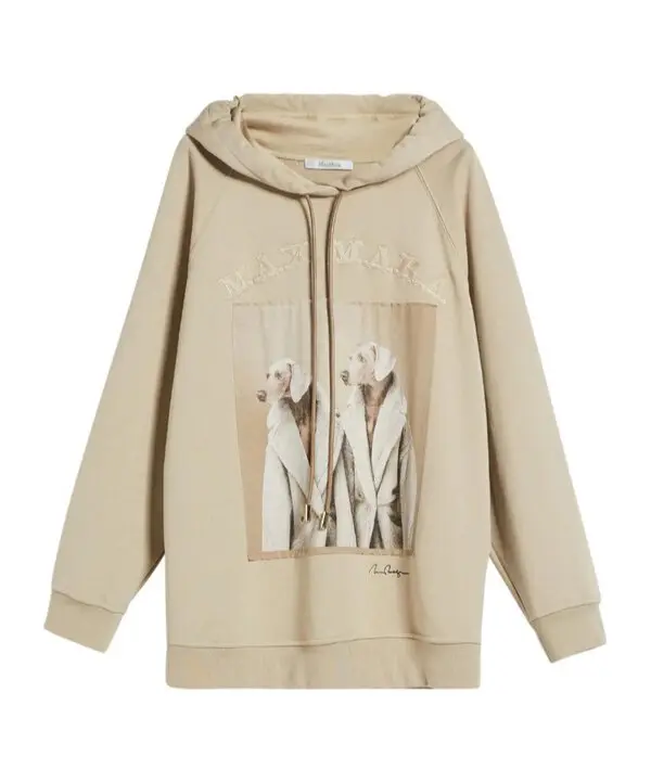 Max Mara Pattern Letters Embroidered Hooded Hoodie - Brown