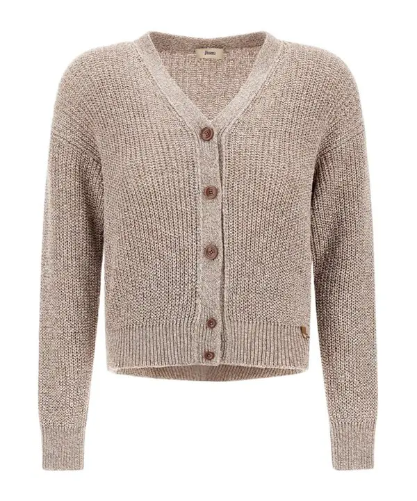 Herno V-neck Sequined Cardigan - Nude