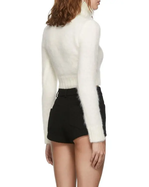 Saint Laurent Ribbed Cropped Turtleneck Jumper